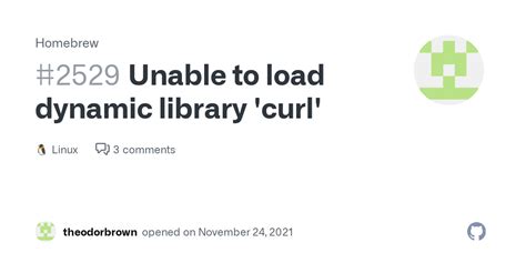 unable to load dynamic library curl · homebrew · discussion 2529