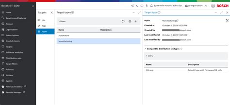Manage Target Types Bosch Iot Rollouts