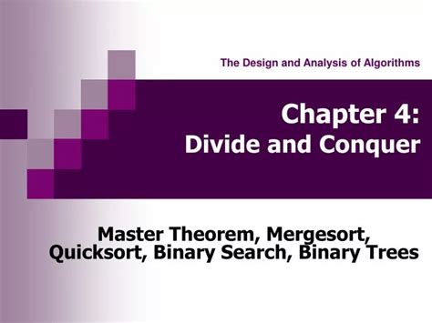 Ppt Chapter 4 Divide And Conquer Powerpoint Presentation Free Download Id3223050