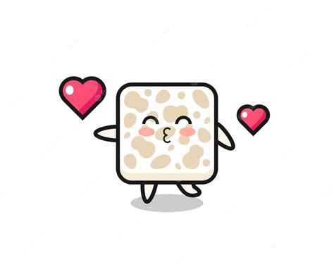 Premium Vector Tempeh Character Cartoon With Kissing Gesture
