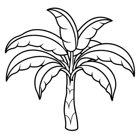 A Coloring Page Featuring A Banana Tree With Just Black Lines For