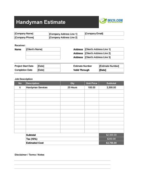 Handyman Quote Form
