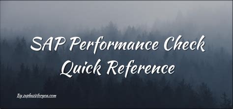 SAP ABAP Performance Check Quick Reference SAP BASIS For You