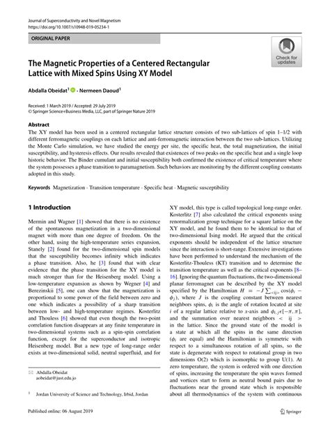 Pdf The Magnetic Properties Of A Centered Rectangular Lattice With