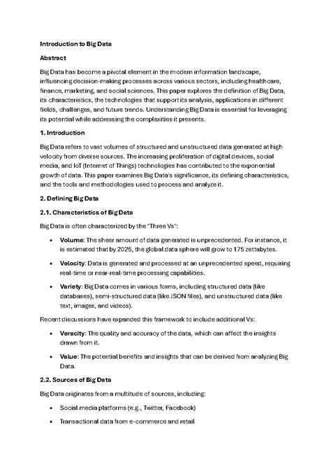 Introduction To Big Data Introduction To Big Data Abstract Big Data