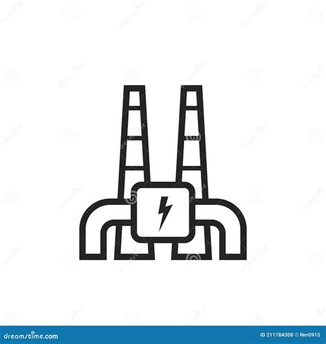 Geothermal Power Plant Line Icon Environment Alternative Sustainable