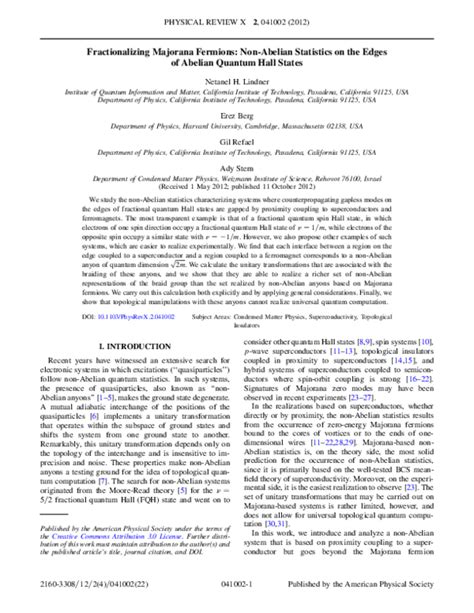 Pdf Fractionalizing Majorana Fermions Non Abelian Statistics On The
