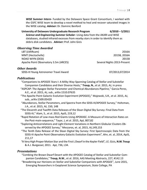 Nicholas William Troup Curriculum Vitae Pdf Free Download