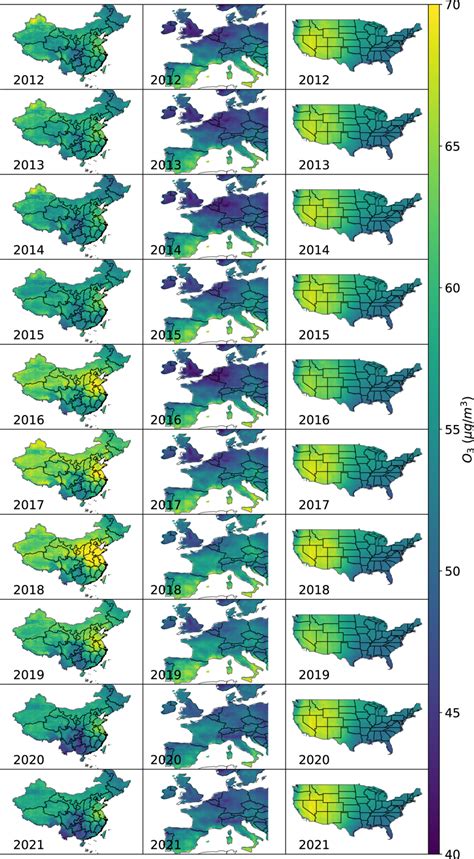 Spatial Variations Of Surface O3 Plotted With The Leso Ensemble From Download Scientific