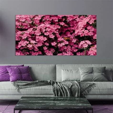 Pink Floral Canvas Wall Painting Stretched Canvas Painting कैनवास