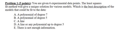 solved problem 1 5 points you are given 6 experimental