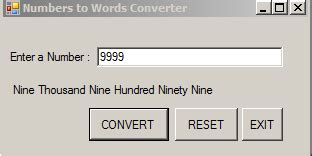 Numbers To Words Converter Using VB NET SourceCodester