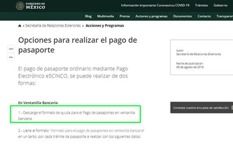 Formato Para Pago De Pasaporte Mexicano Pdf Image To U