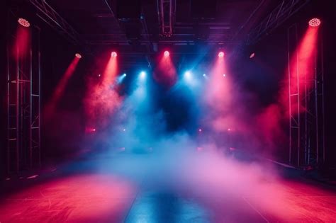 Premium Photo Vibrant Stage Club With Dynamic Lighting Creating Smoky