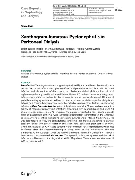 Pdf Xanthogranulomatous Pyelonephritis In Peritoneal Dialysis