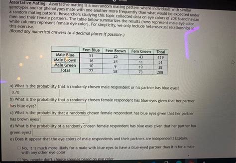 Solved Assortative Mating Assortative Mating Is A Nonrandom