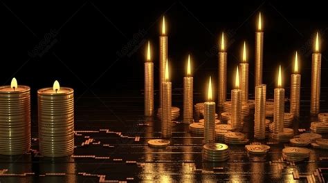 몰입형 주식 시장 시각화 촛대형 차트 막대 그래프 및 화폐 동전을 배경으로 한 3d 렌더링 시각적 배경 돈 기호 배경 막대 차트 배경 이미지 Hd 시각적 돈