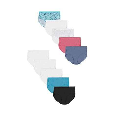 Just My Size Jms Womens Cotton Assorted Brief Underwear 10 Pack