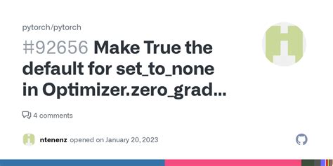 Make True The Default For Set To None In Optimizer Zero Grad For Release Issue