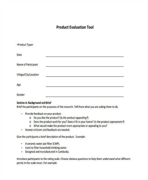 FREE Product Evaluation Form Samples PDF MS Word Google Docs