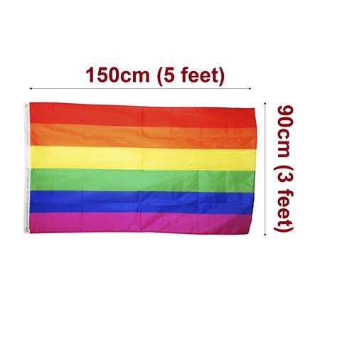Rainbow Lesbian Gay Pride Banner Flag Outdoor Garden Polyester 3x5ft