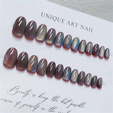 Cat S Eye False Nail Valentine S Day Press On Nails French Fake Nails