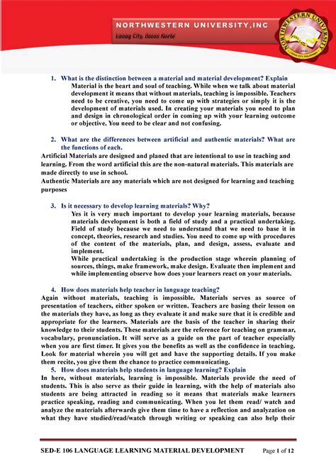 module 1 language learning material development what is the