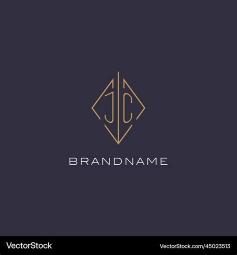 Initial Letter Jc Logo Monogram With Diamond Vector Image