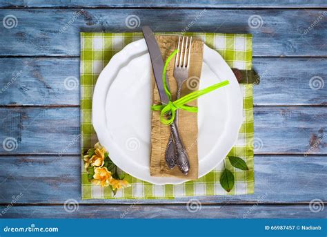 Table Setting With Napkin Stock Image Image Of Kitchen