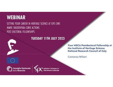 Setting Your Career In Heritage Science At Cnr Ispc 2023 Msca