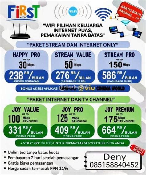 Promo Pasang Wifi Murah 085895850530 First Media Paket Gratis