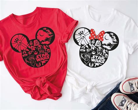 Disney Mickey Mouse Minnie Mouse Head T Shirt Star Wars Mickey Tee