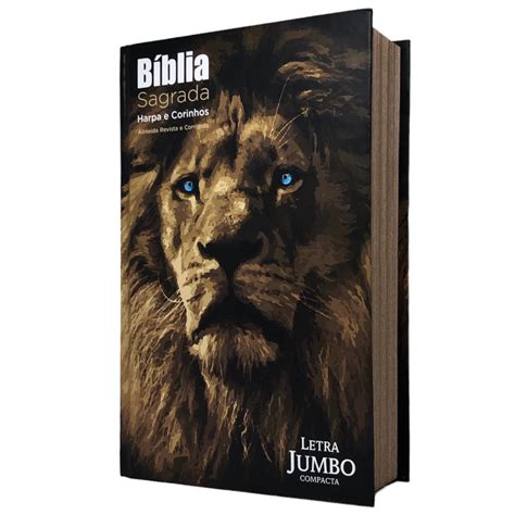 Bíblia Sagrada Capa Dura Letra Jumbo Grande Leão Vetor ARC Harpa