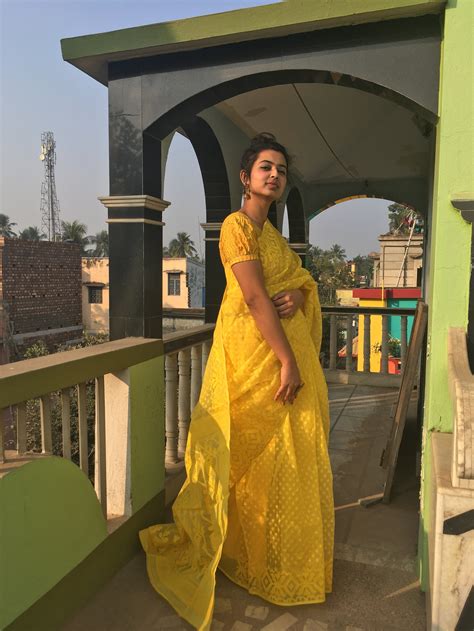 Jamdani Handwoven Yellow Saree For Women Bengal Saree For Get Togather