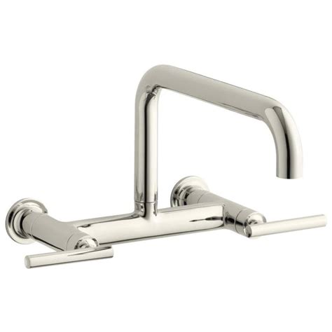 Kohler Purist Vibrant Polished Nickel 2 Handle Wall Mount Pot Filler Kitchen Faucet At
