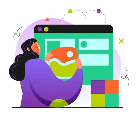 Mulher Se Envolvendo Com Software Interativo No Computador Vetor Premium