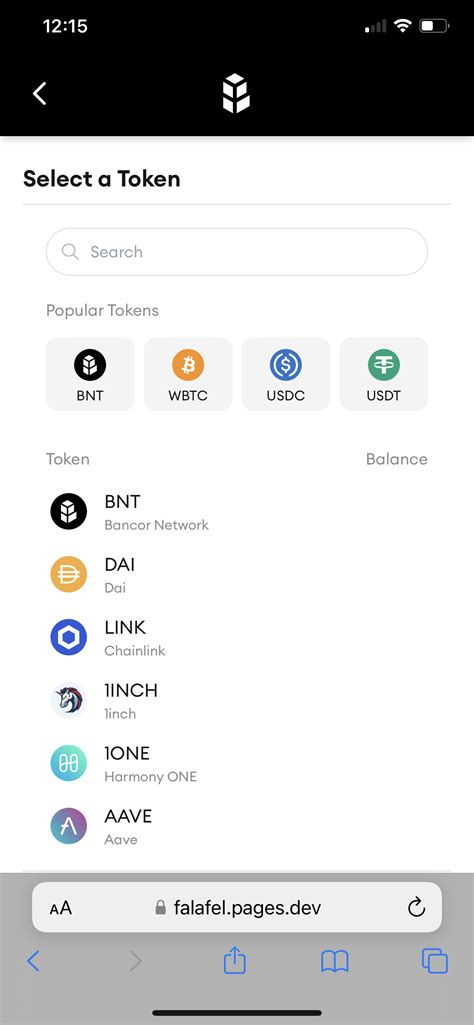 Mobile Ui Token Select Modal · Issue 650 · Bancorprotocolwebapp V3