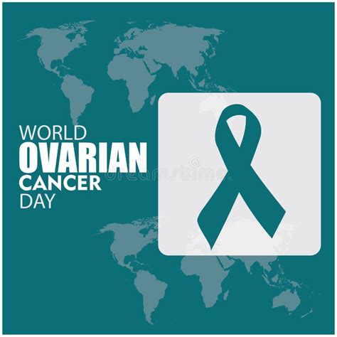World Ovarian Cancer Day Isolated Banner With Satin Teal Ribbon Loop