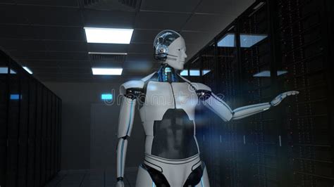 Humanoid Robot Data Center Stock Illustration Illustration Of Backup