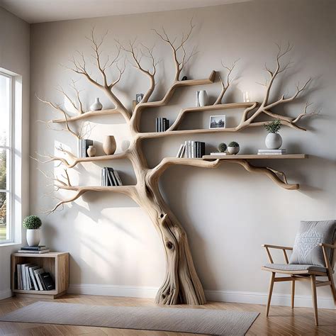 Tree Branch Floating Shelf Solid Wood Live Edge Floating Corner Wall Shelf Unique Bookcase Home