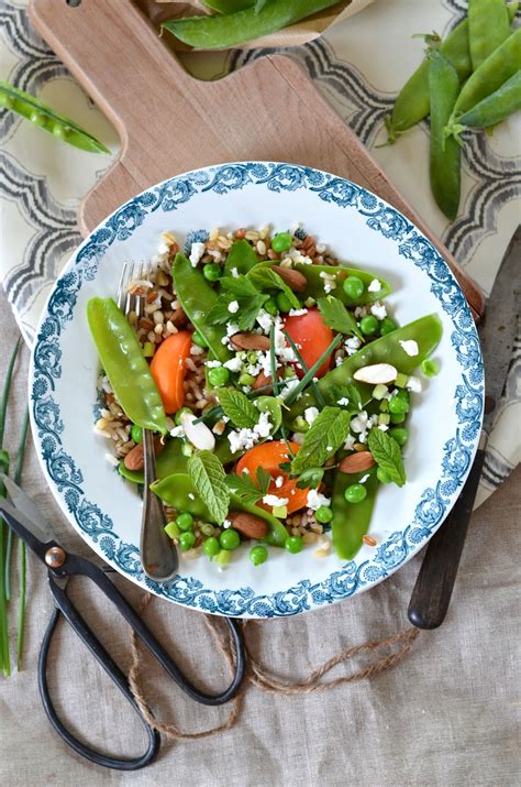 Salade de pois mange tout abricot et céréales Recette