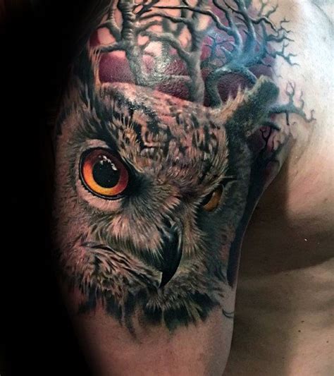 40 realistische Eule Tattoo Designs für Männer nächtliche Vogel Ideen