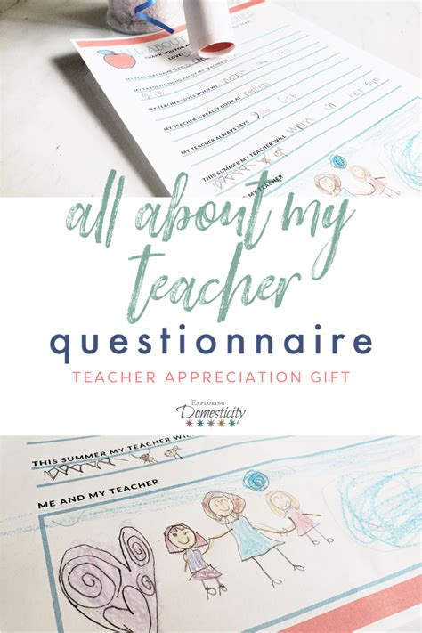 All About My Teacher Questionnaire Teachers Appreciation T ⋆