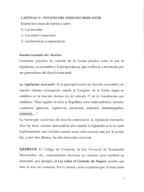 Cap V Fuentes Del Derecho Mercantil Pdf