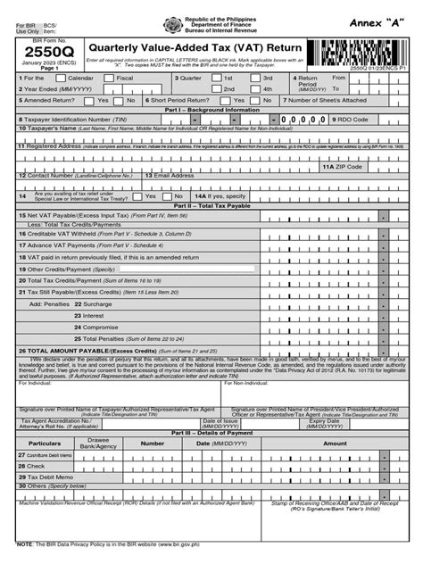 Quarterly Vat Return Form 2550q Pdf Value Added Tax Taxes