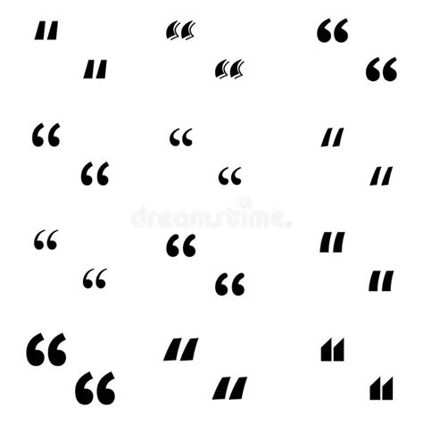 Quotation Marks Set Abstract Vector Icons Black Symbol Shapes Minimal Punctuation Design