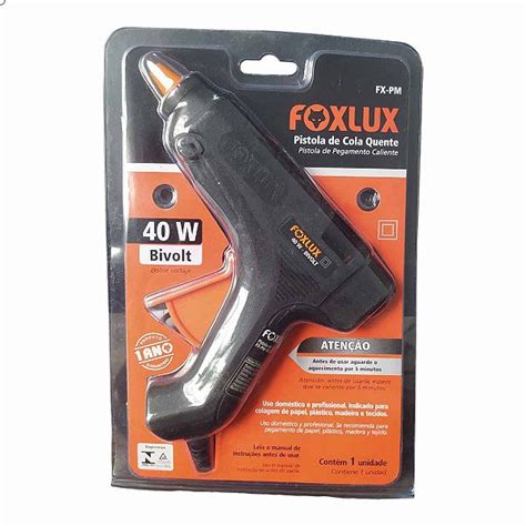 Pistola Aplicador De Cola Quente 40W Bico Fino FOXLUX Parafusos E