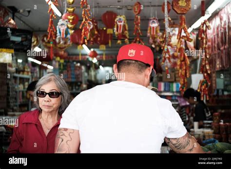 Lunar New Year Decorations Firecrackers And Red Lanterns For Sale At