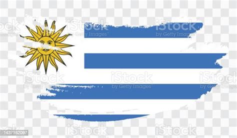 우루과이 국기와 함께 그런 지 브러시 스트로크 수채화 그림 깃발 포스터 국기의 배너 스타일 수채화 그리기 투명한 배경에 격리된 벡터입니다 우루과이에 대한 스톡 벡터 아트 및
