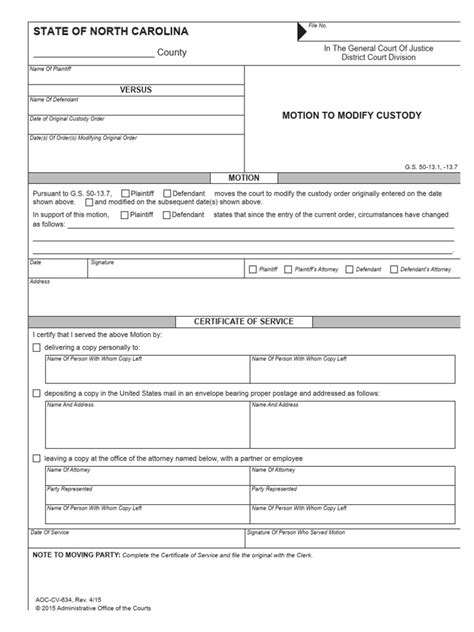 Motion To Modify Custody Blank Pdf